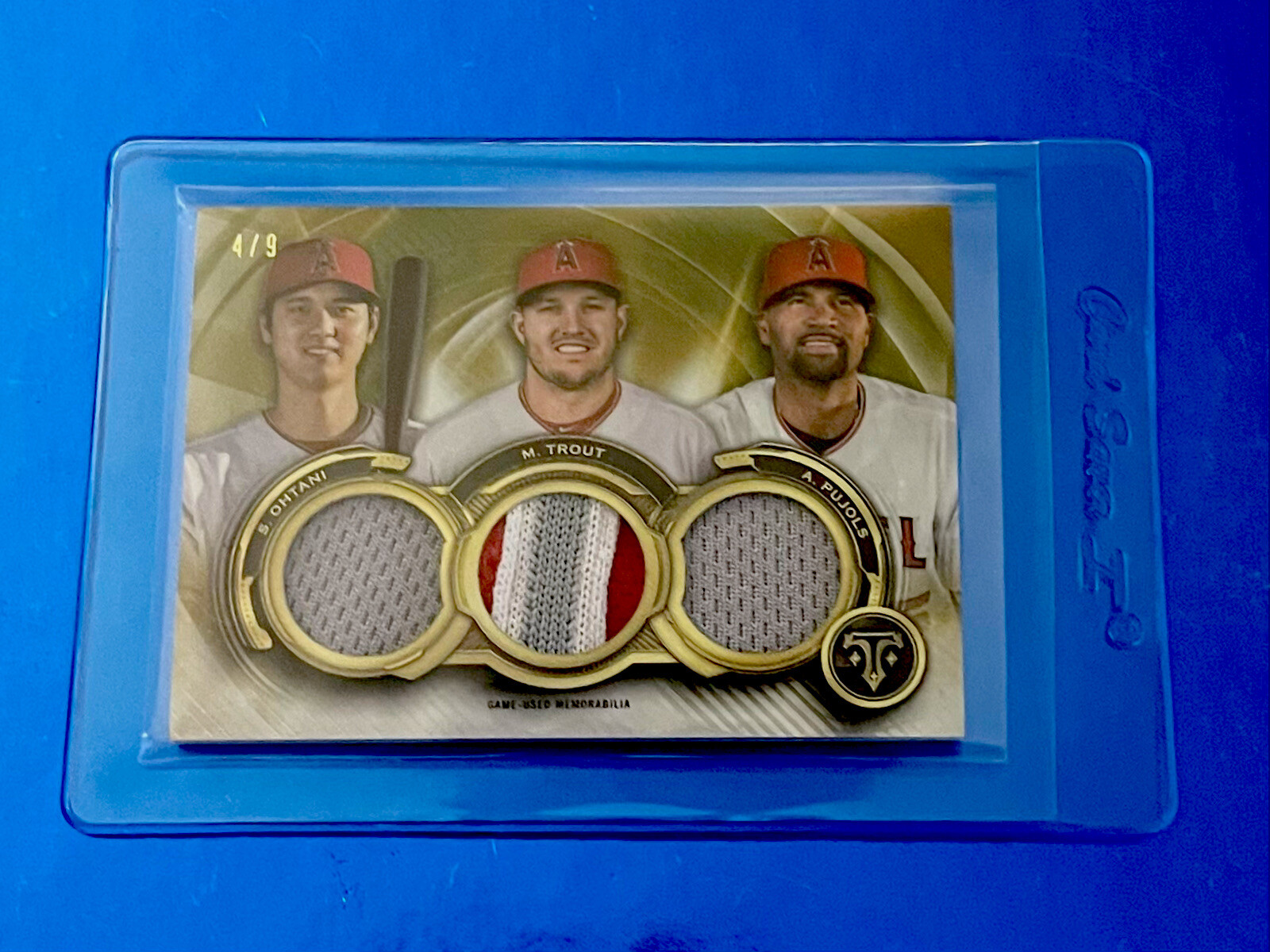 2019 Topps Relic Combos #4/9 Mike Trout, Shohei Ohtani & Albert Pujols ...