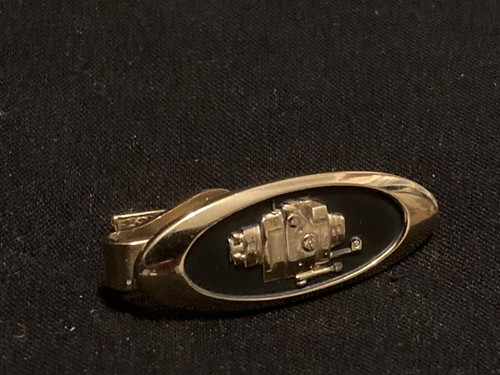 Robbins Co Black & Gold Tie Bar Clip Clasp Attleboro Movie Camera | eBay