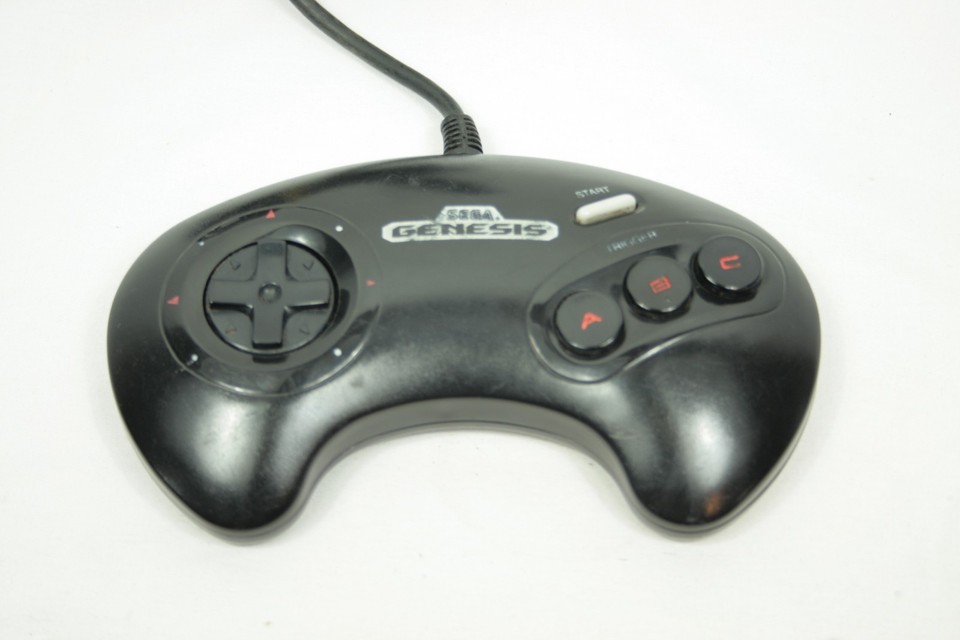 Sega Genesis 3 Button Controller OEM 1650 Black Tested & Working FAST ...