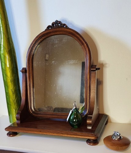 Vintage MCM Cherry Wood Tabletop Vanity Dressing Shave Mirror | eBay