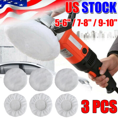 3 PCS 5-6/7-8/9-10 inch Polishing Bonnet Buffer Pads Soft Wool For Car ...