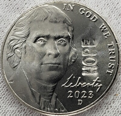 2023 Jefferson Nickel Hope Signature Counterstamp Charm Good Luck Charm ...