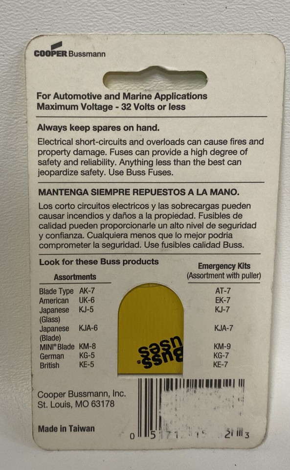 New Cooper Bussmann German Car Fuse Assortment KG5 5 Fuses GBC 5,8(2 ...