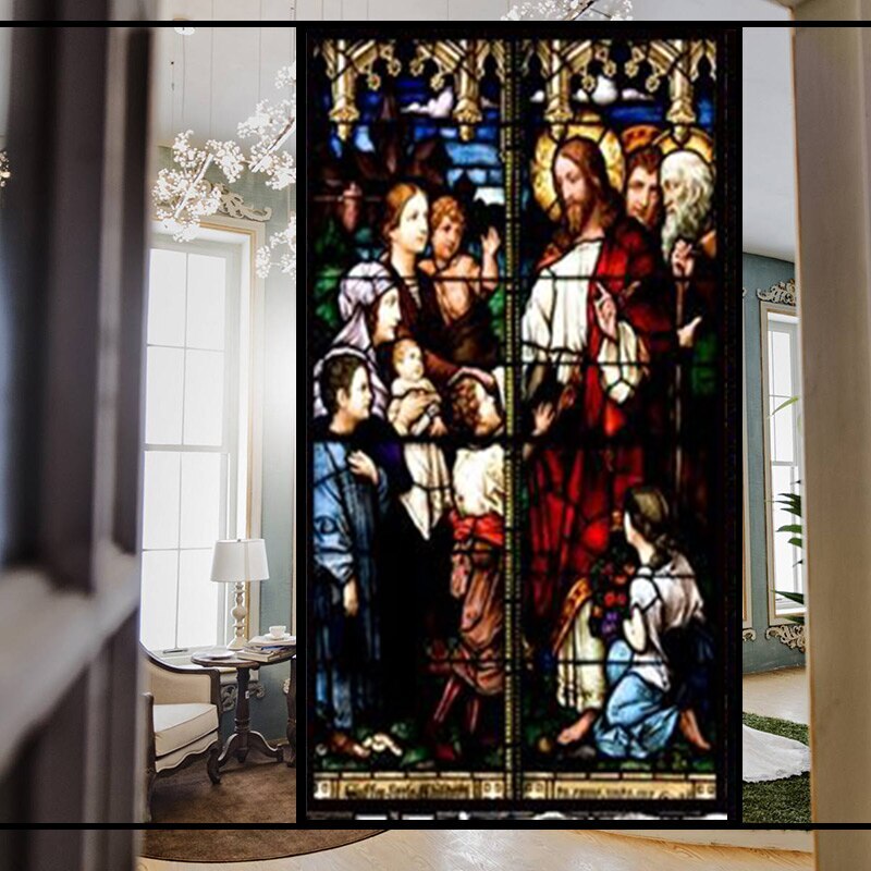 Retro Church Window Film Privacy Self-adhesive Glass Sticker Chapel ...