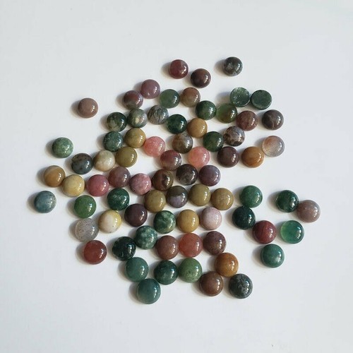 50pcs/lot Natural Indian Agate Stones Round CAB CABOCHON Stone DIY 8mm ...