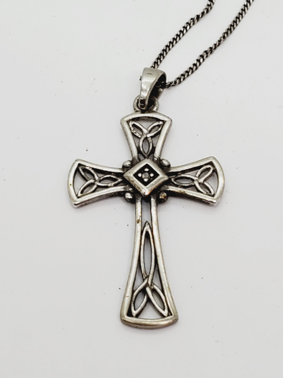 Vintage Sterling Silver 925 RJ Diamond Cross Pendant Necklace (83) | eBay