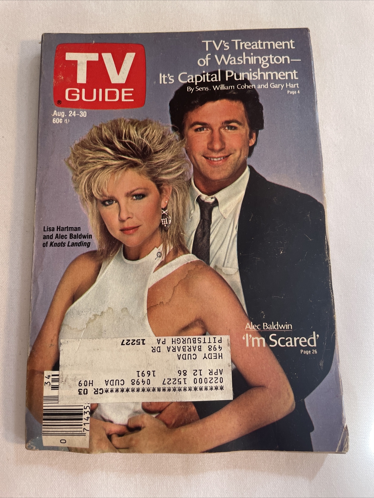 1985 August 24-30 TV GUIDE Magazine, LISA HARTMAN & ALEC BALDWIN (MH100) | eBay