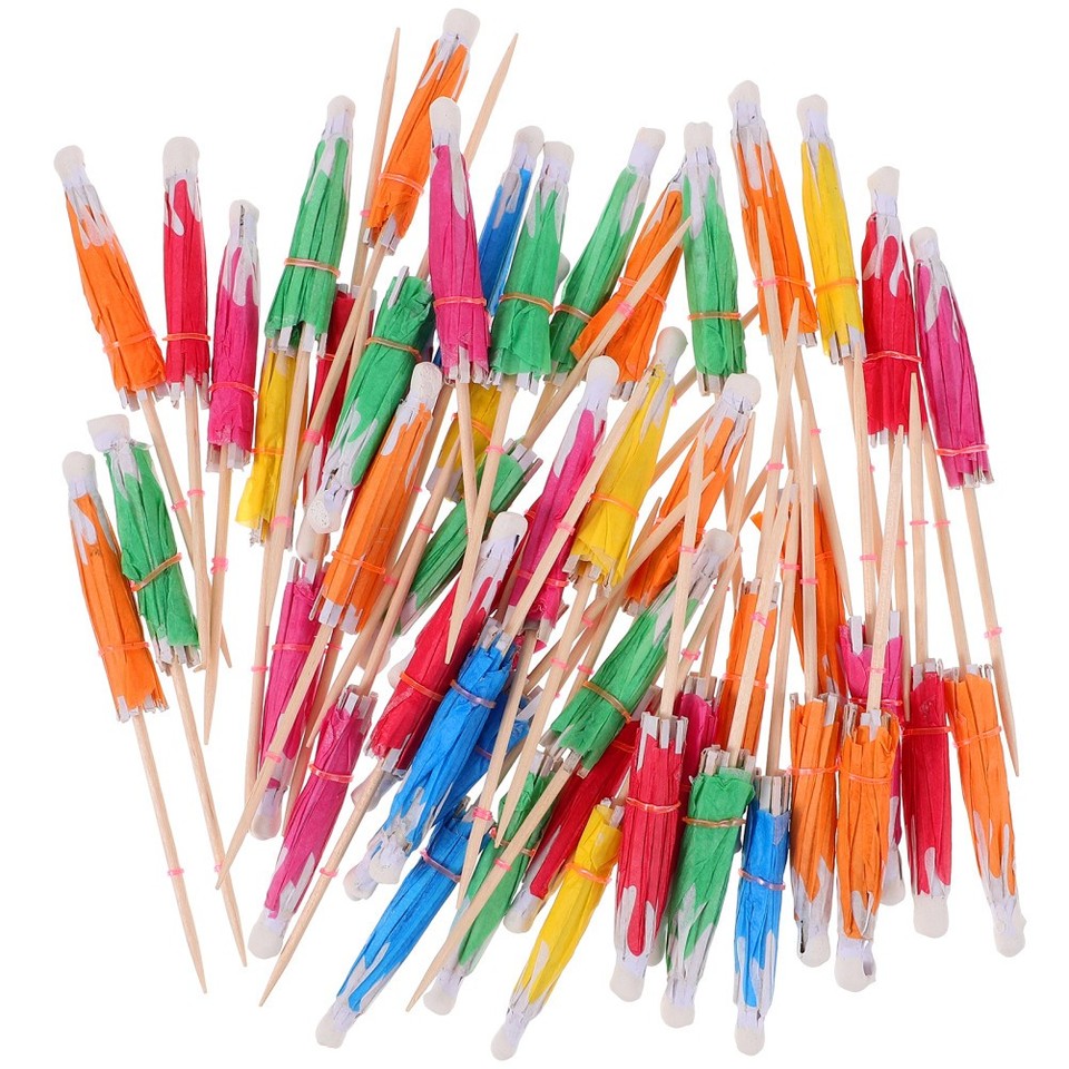 100pcs Cocktail Umbrellas Pick Flower Shape Hawaiian Drinking Umbrellas ...