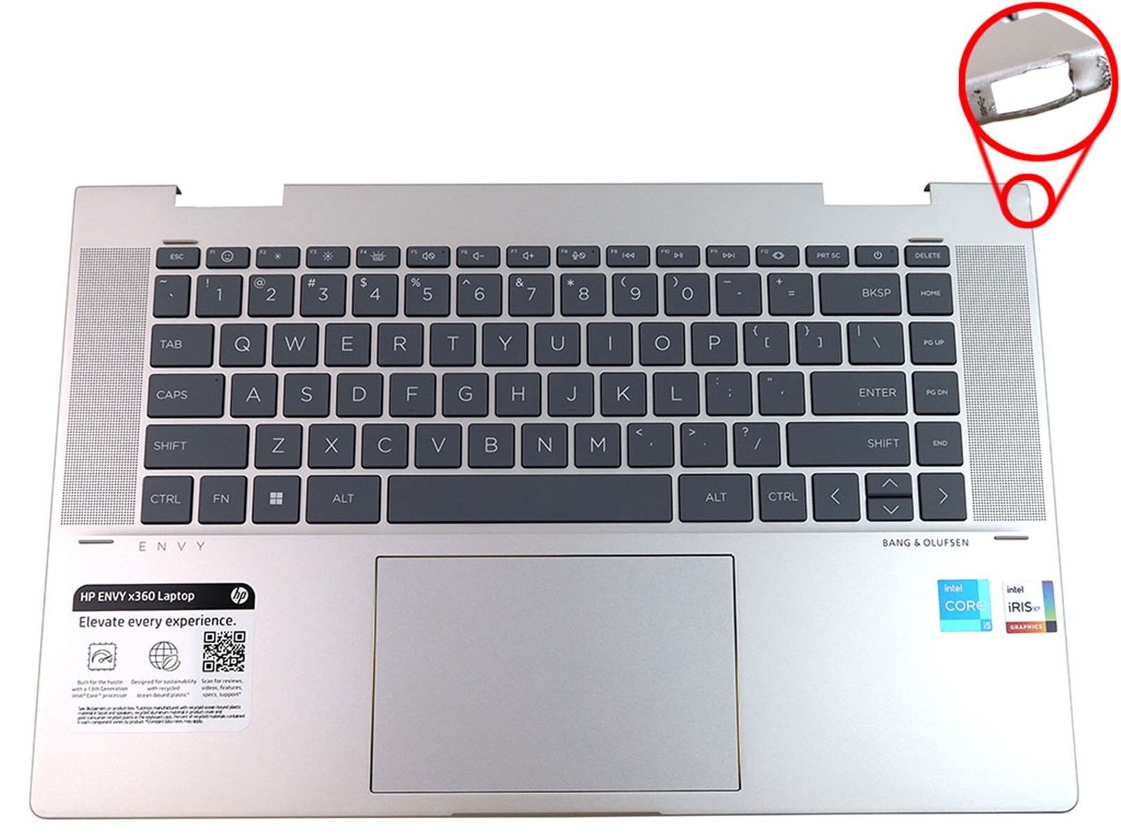 HP ENVY X360 15-FE KEYBOARD PALMREST TOUCHPAD ASSEMBLY SILVER N49283 ...