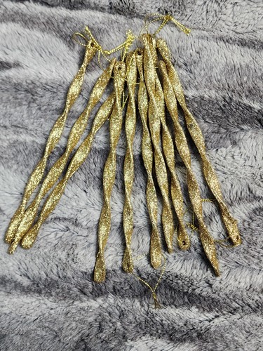Christmas Ornaments ICICLES Gold Glittered Shatterproof Decoration Set ...