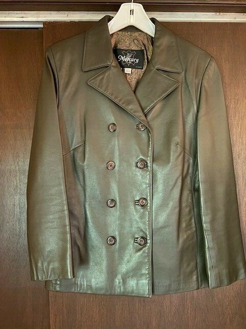 WOMEN'S MERCURY OLIVE GREEN LEATHER JACKET MADE IN CA… - Gem