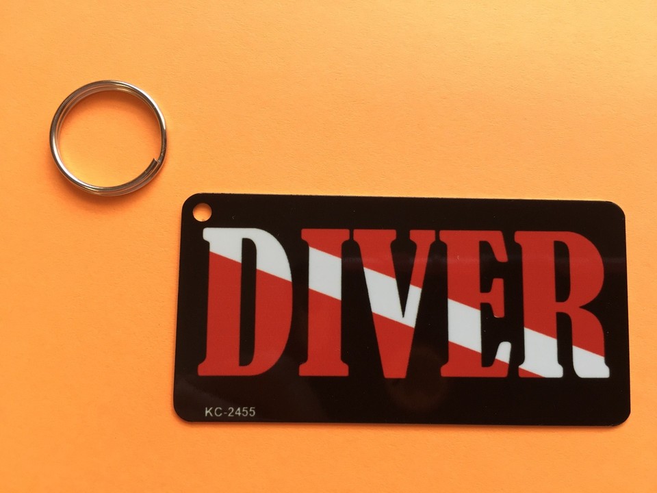 DIVER keychain metal 1.5 X 3scuba dive stocking stuffer party christmas ...