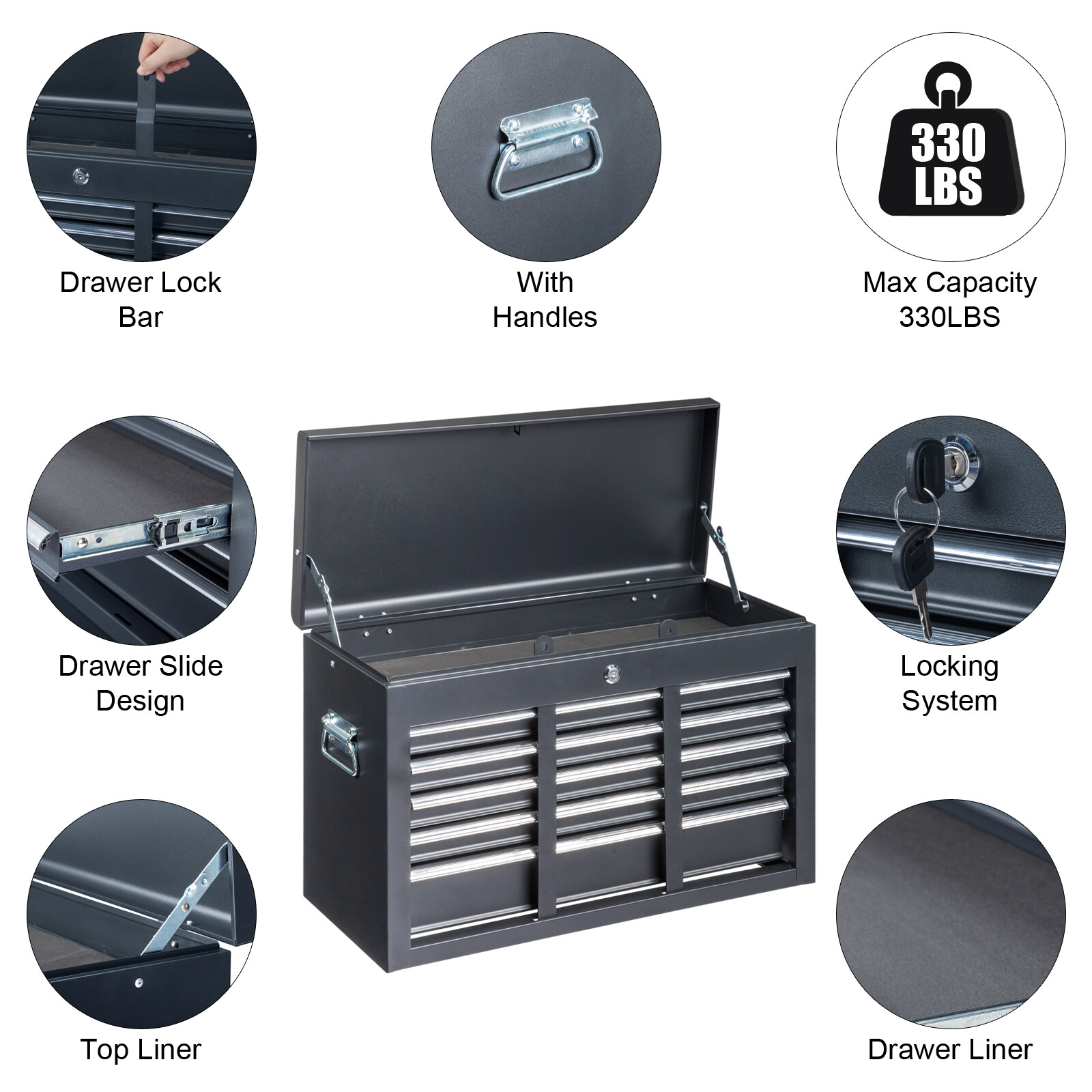 5-Drawer Tool Chest Metal Tool Storage Cabinet with Locking System ...