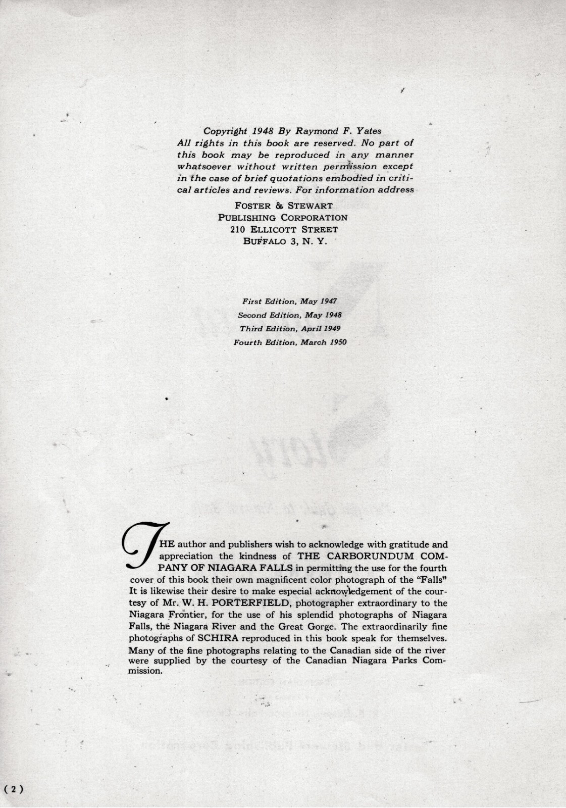 Raymond Yates / The Niagara Story / Pictorial Guide to Niagara Falls ...
