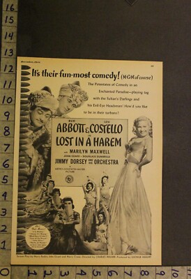 1944 ABBOTT COSTELLO MAXWELL DORSEY CONTE COMEDY INDIA LOST HAREM MOVIE ...