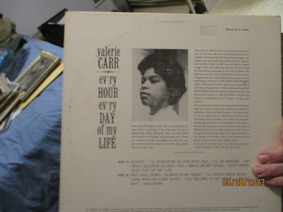 Valerie Carr collector LP 659 Roulette Record "EveryHour , Every Day ...