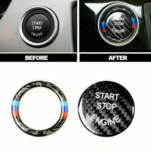 Carbon Fiber Engine Start Stop Button Ring Sticker Fits For BMW E90/E92 ...