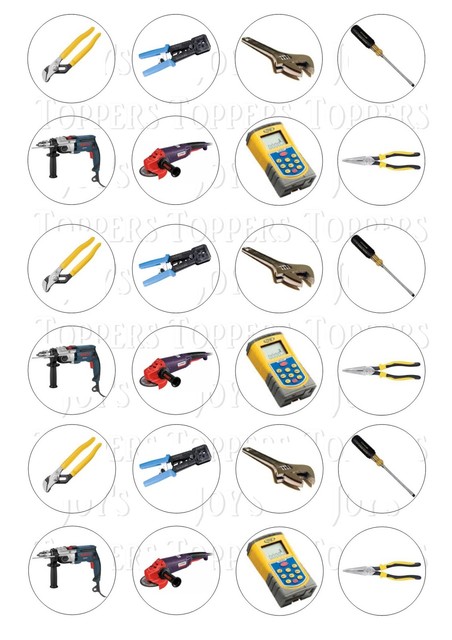 24 Tool Tools Work Cupcake Topper Iced Icing Edible Fairy Cake Bun ...