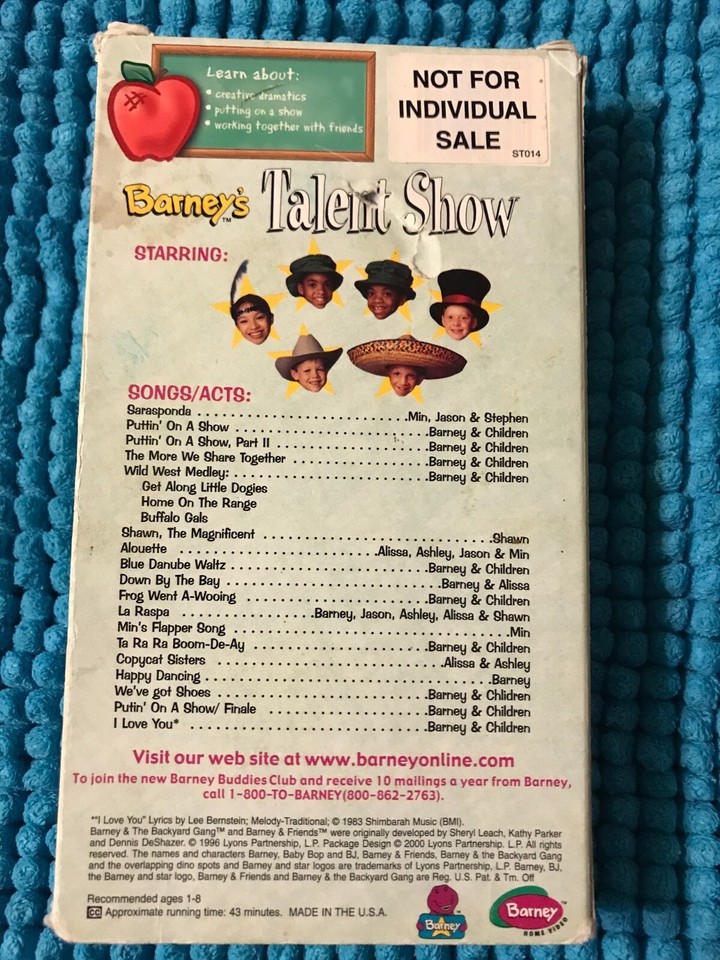 BARNEY TALENT SHOW ~ VHS, 2000 ~ CLASSIC COLLECTION 1 - 8 ~ 1+ SHIPPING ...