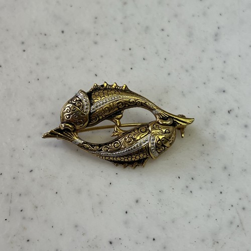 Vintage Damascene Fish Pisces Brooch Pin Marked Spain | eBay
