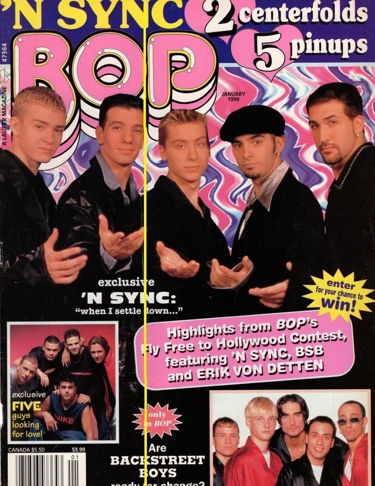 Hanson pinup 1/99 Bop magazine cover 'N Sync Five Backstreet Boys ...