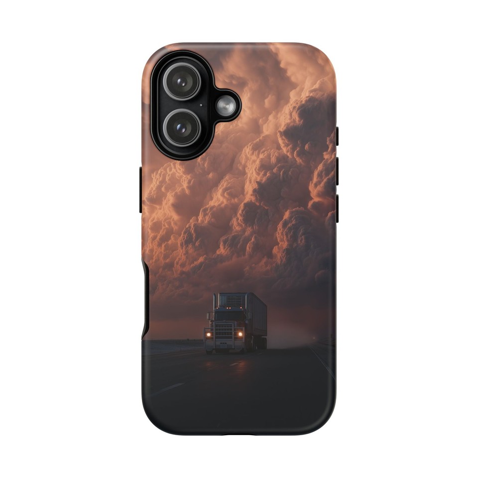 For iPhone/Galaxy/Pixel | Phone Ink Case - Truck Driving Epic Sky Storm ...