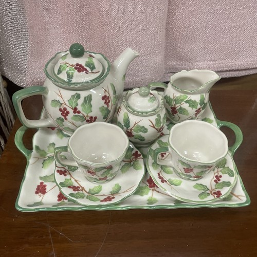 vineyard andrea by sadek tea set teapot sugar creamer cups tray | eBay