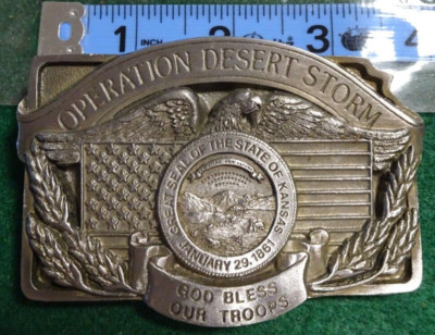Operation Desert Great Seal of Kansas Belt Buckle | eBay