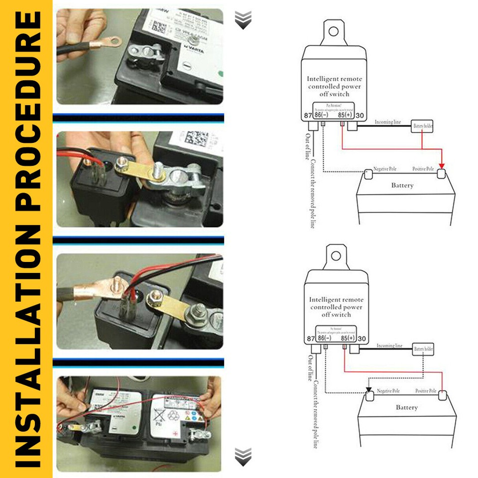 Wireless Dual Remote Car Battery Disconnect Relay Master Kill CutOff ...