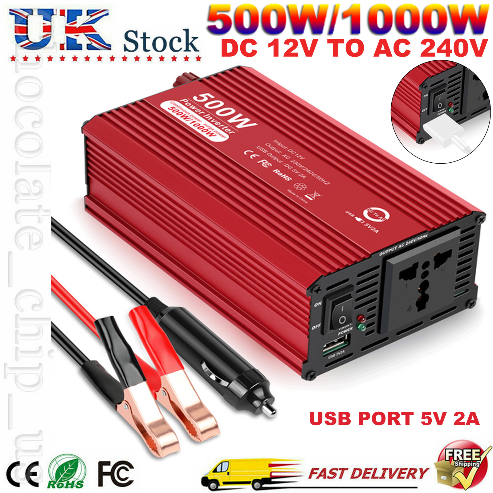 2000W Car Converter Power Inverter DC 12V To AC 230V 240V Invertor USB 2000w-car-converter-power-inverter-dc-12v-to-ac-230v-240v-invertor-usb