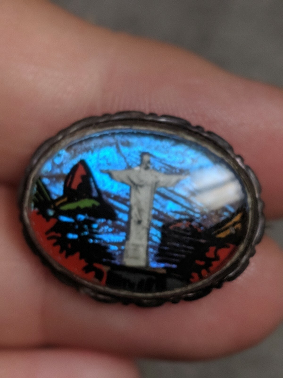 Butterfly Wing Brooch Jesus Christ Redeemer Statue Ri… - Gem