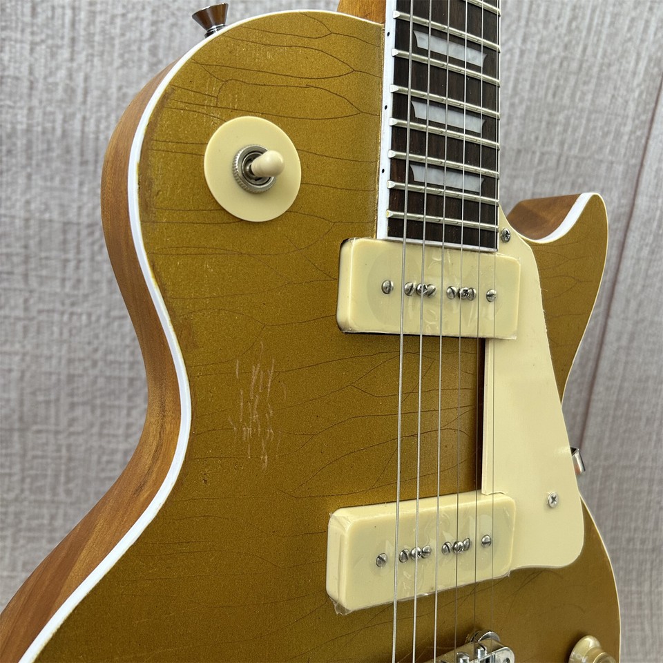 Gold Relic LP Electric Guitar | P90 Pickups, Chrome Parts, Fixed Bridge ...