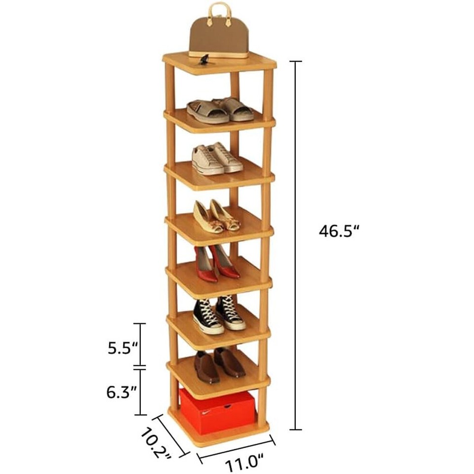 8 Tiers Vertical Shoe Rack Space Saving Narrow Shoe Organizer Shelf ...
