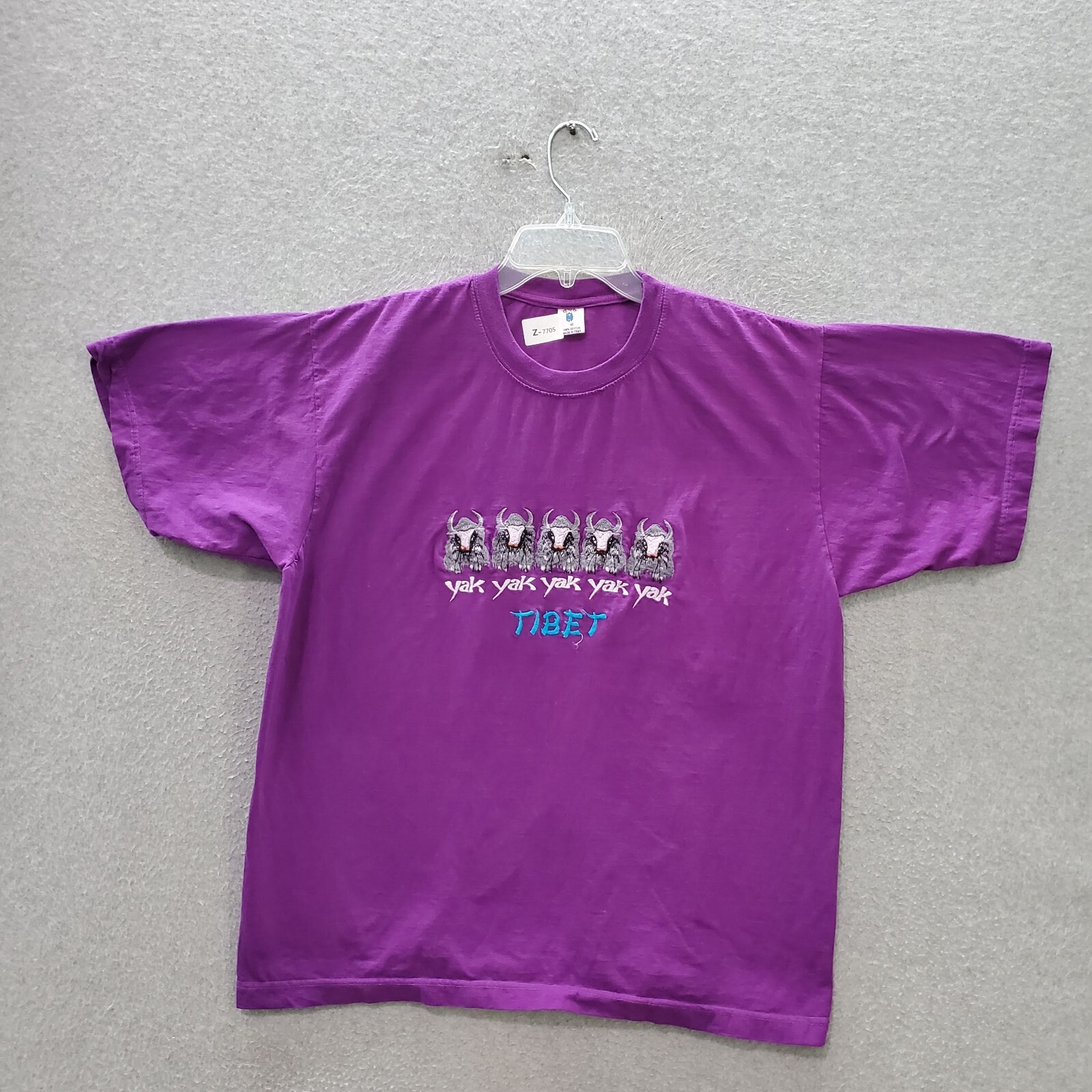 Tibet Men T-Shirt XL Purple Yak Yak Yak Yak Yak Embro… - Gem