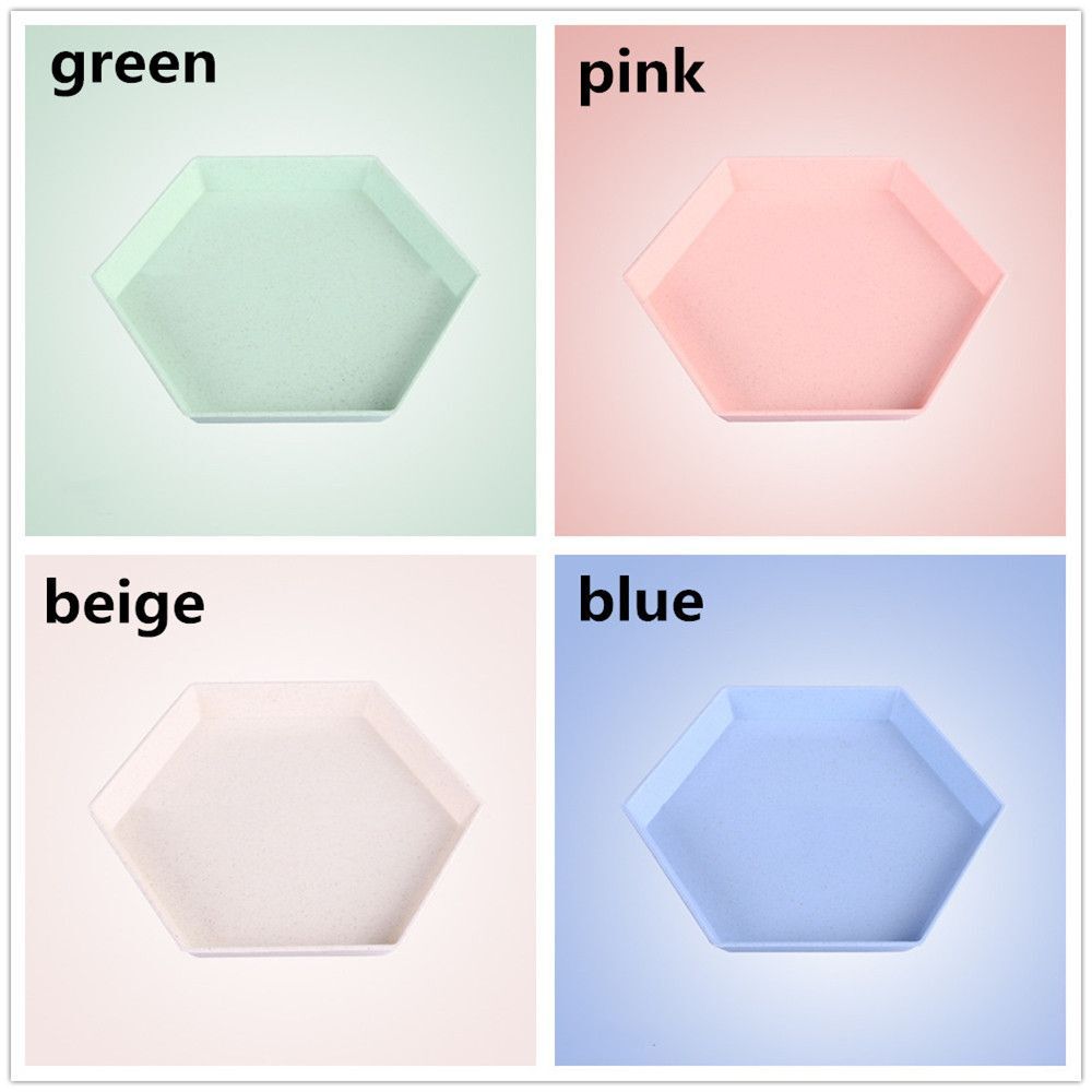 Accessories Multifunctional Hexagon Tray Thicken Wheat Straw Dessert ...