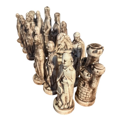 VTG. 32 Pc. Medieval Chess Set,Alberta's Molds,Ceramic W/Felt Pads ...
