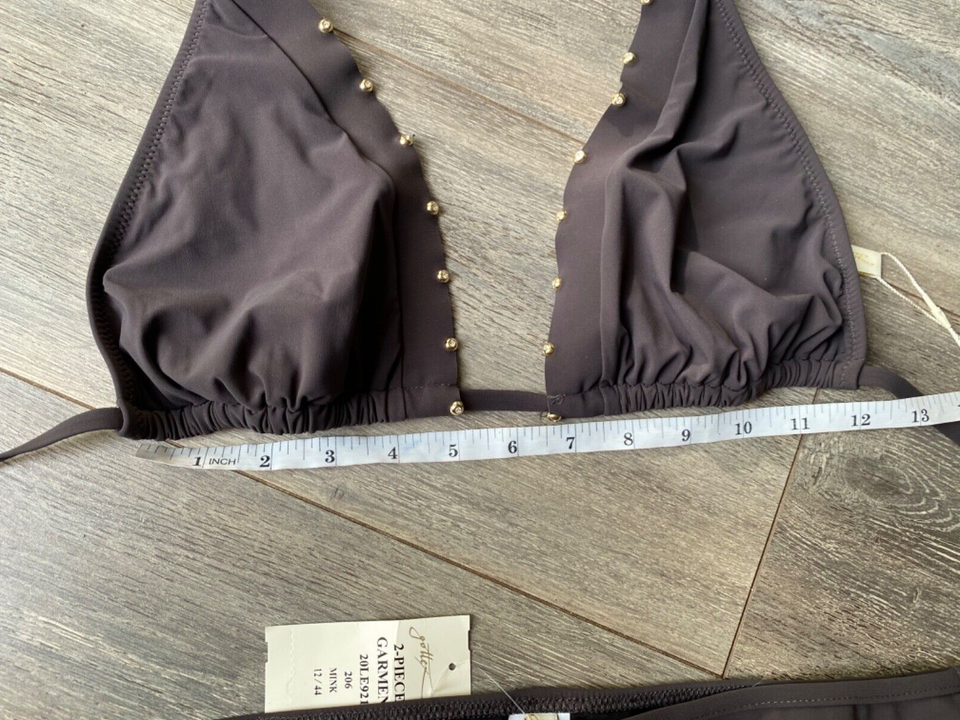 Gottex swimwear swimsuit bikini top brown gold studs rhinestones Rare ...