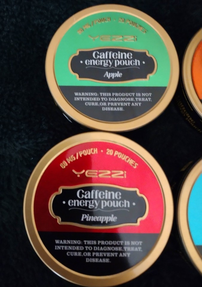 12 x Tins of 20 Yezzi Caffeine Energy Pouches x 6 flavours 80 MG PER ...