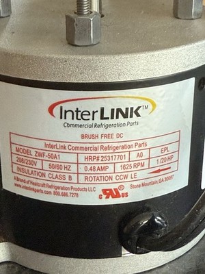 Heatcraft Interlink Evaporator Fan Motor 25317701S 1/20hp 208/230v New ...