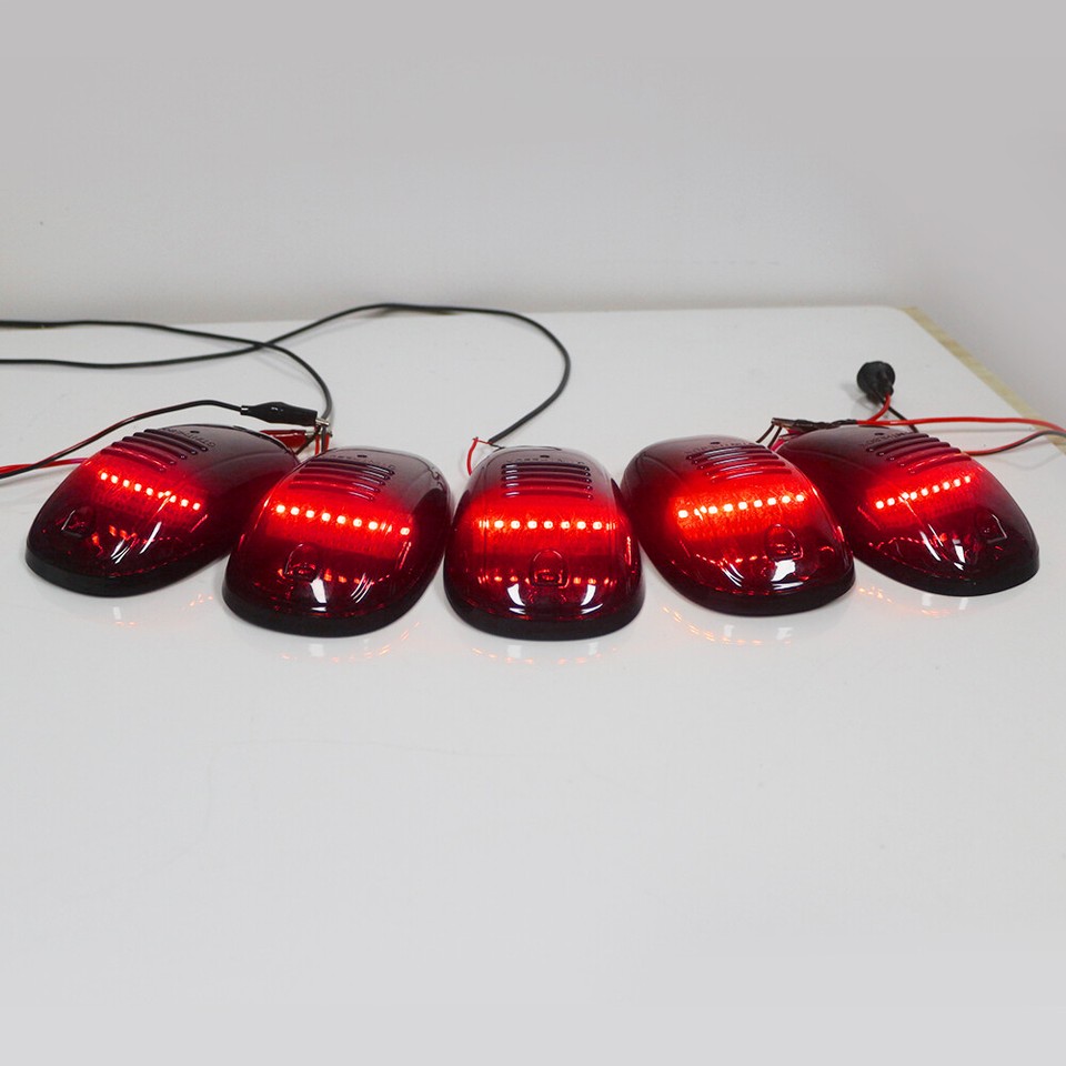 5Pcs Red Smoked LED Cab Roof Running Marker Lights For Car Truck SUV ...