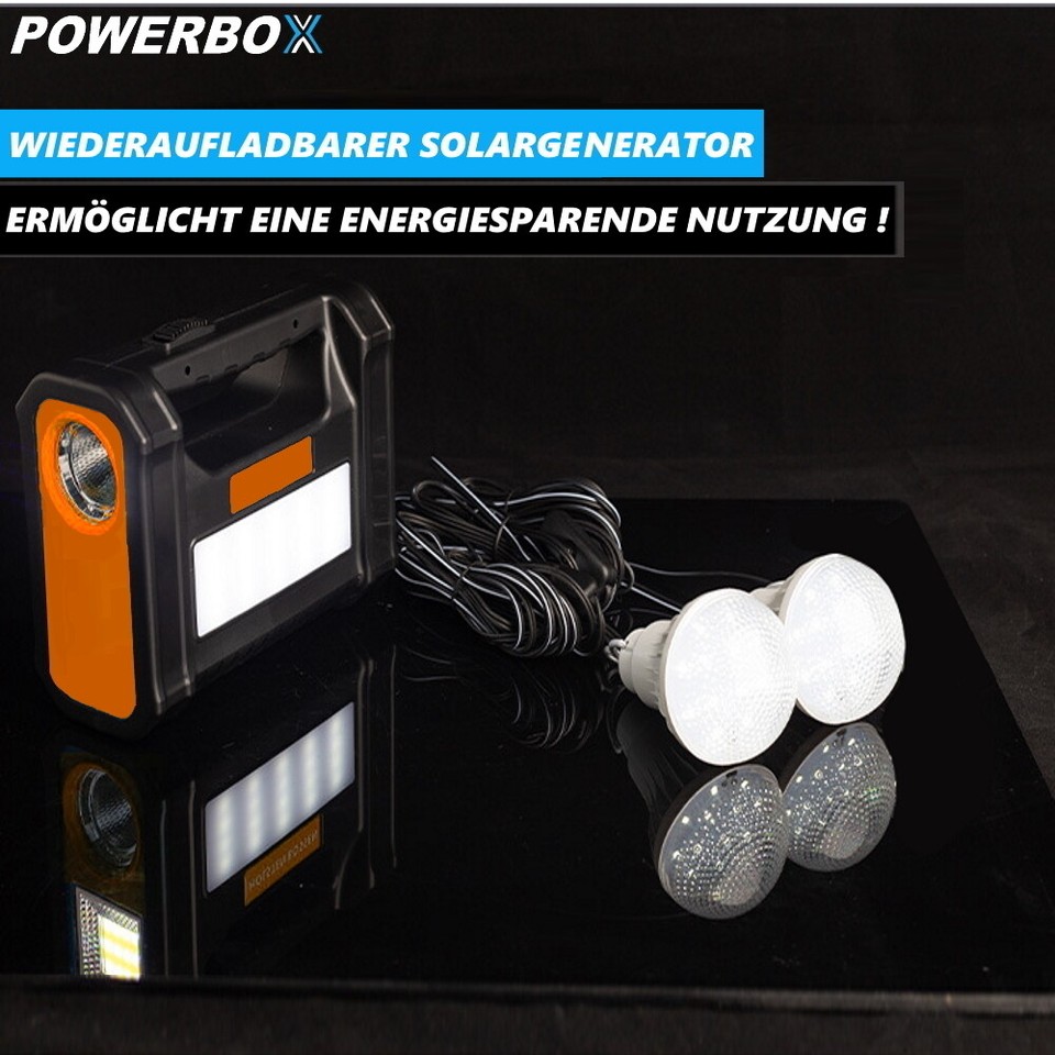 POWERBOX Solar Powerstation Solar Generator Camping Power Bank with LED ...