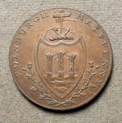 1790 Scotland Halfpenny Lothian-23 Edinburgh Conder Token xf+, copper ...