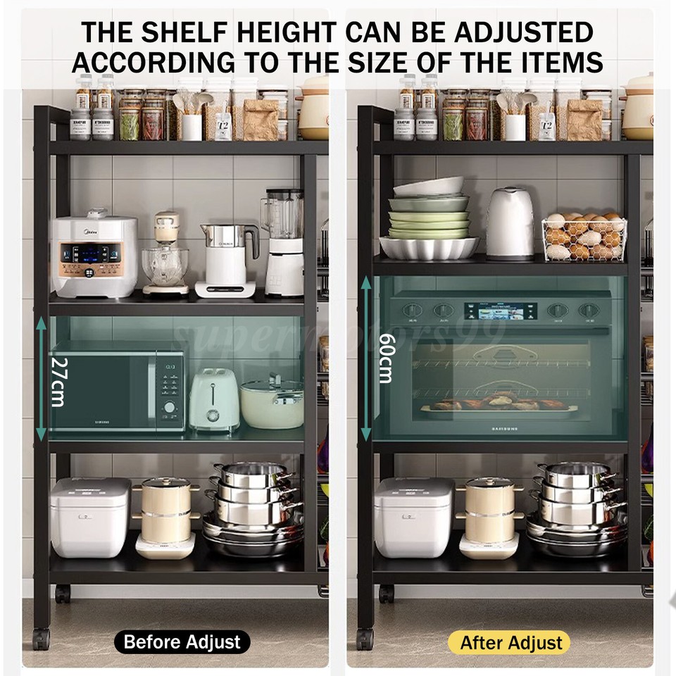 Freestanding Kitchen Storage Rack 4 Tiers Shelf w/ Baskets Organizer ...