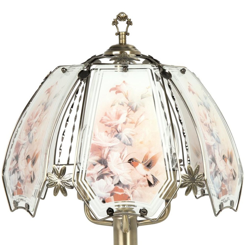 Glass Hummingbird Scene 3 brightness Touch Lamp Brushed Gold base ...