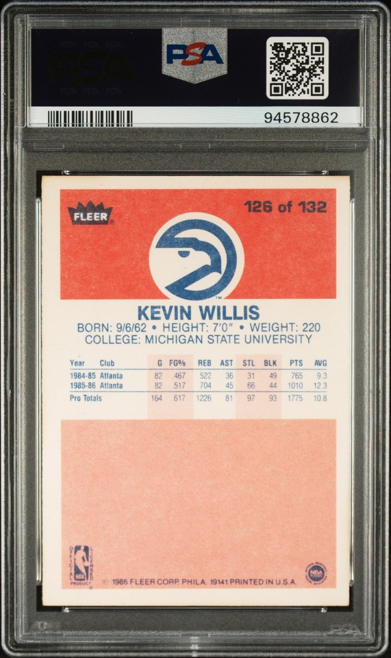 1986 FLEER #126 KEVIN WILLIS ROOKIE RC PSA 8 | eBay