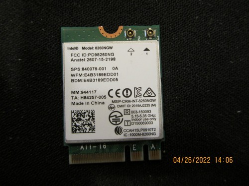 INTEL 8260NGW DUAL BAND WIRELESS-AC 8260 WLAN BLUETOOTH 4.2 WIFI CARD ...