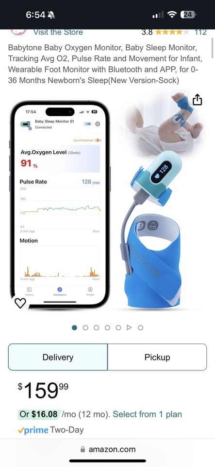 Babytone S2 Monitor Baby's Heart Rate and Oxygen Level Baby Sleep ...