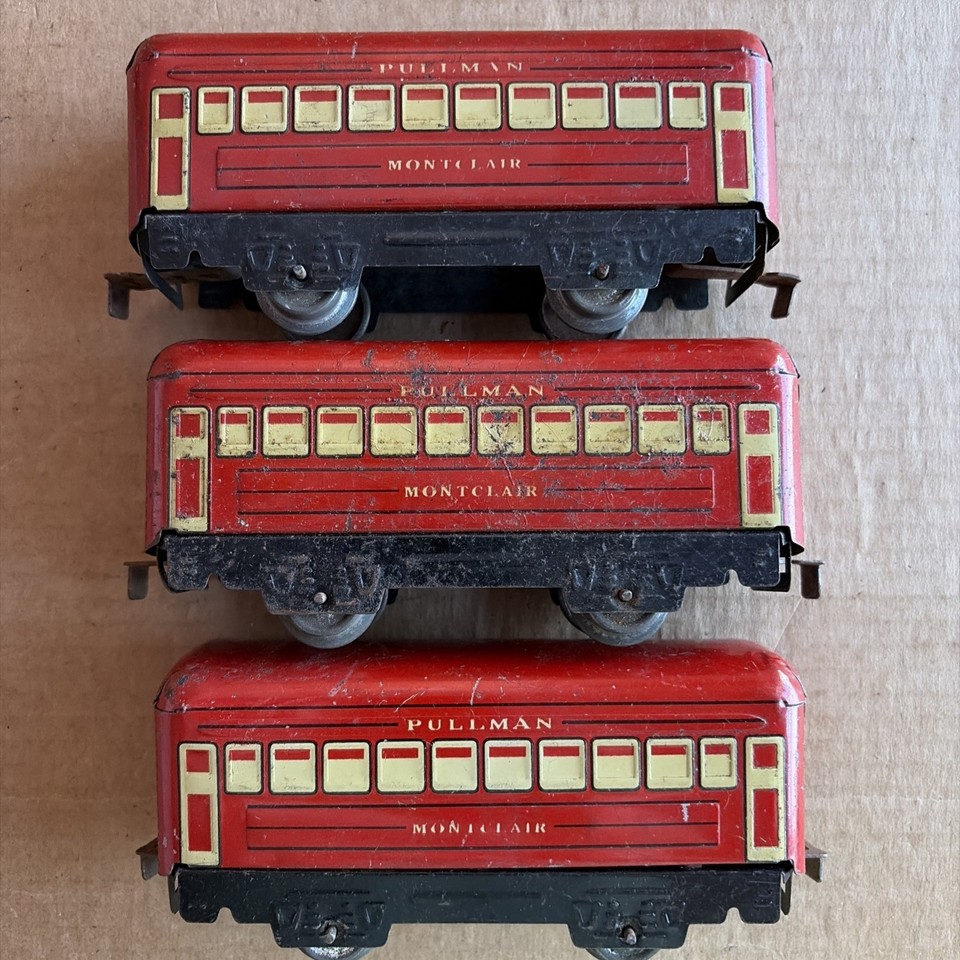 Marx Toys Montclair Pullman Passenger Train Car Red Tin Lot of 3 | eBay