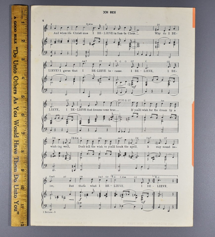 Vintage Sheet Music 1947 I Believe - It Happened in Brooklyn Frank ...