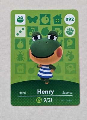 Nintendo Animal Crossing amiibo Card - #092 Henry Smug Frog (series 1 ...